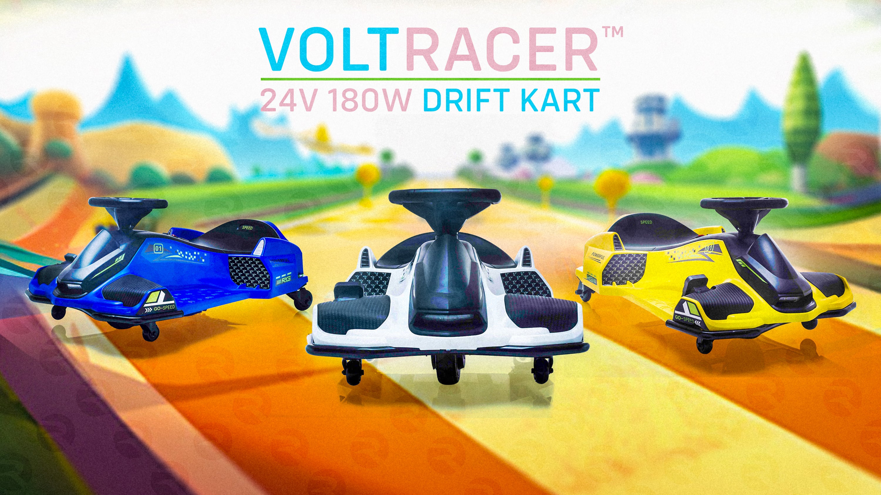 24V VoltRacer™ Kids Ride On Drift Kart 180W Brushless Battery Electric ...