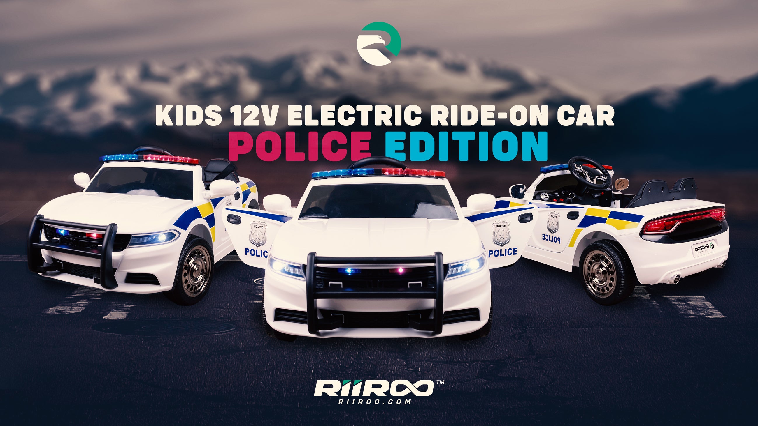 12V RiiRoo Police Car Kids Battery Electric Ride On