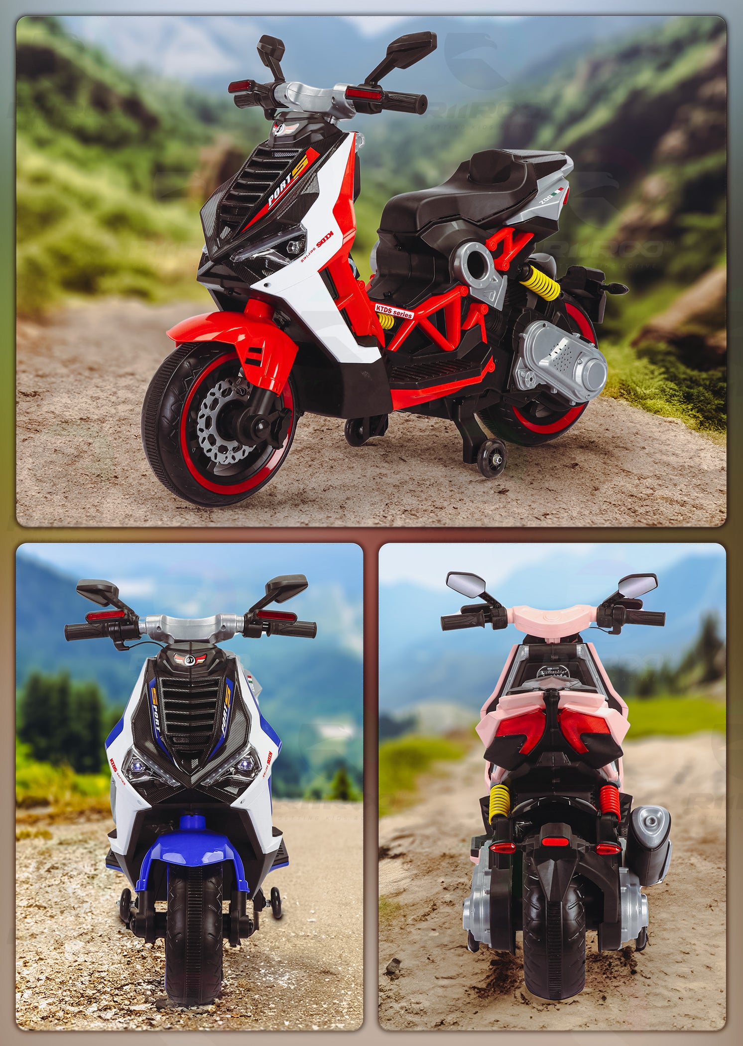 RiiRoo Kids Ride-On Motorbike | 12V Battery-Powered Ride on Toy for ...