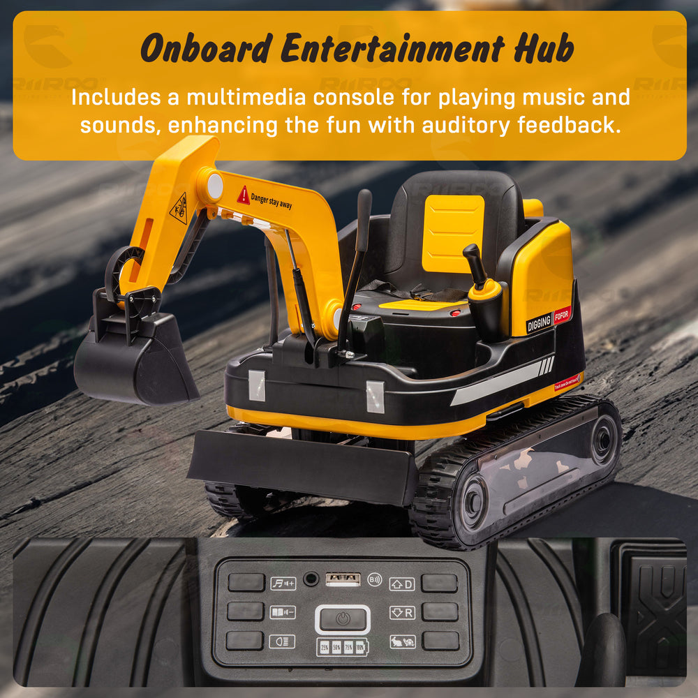 Kids RiiRoo Digger Excavator | 24V Ride-On Toy for Ages 3-6
