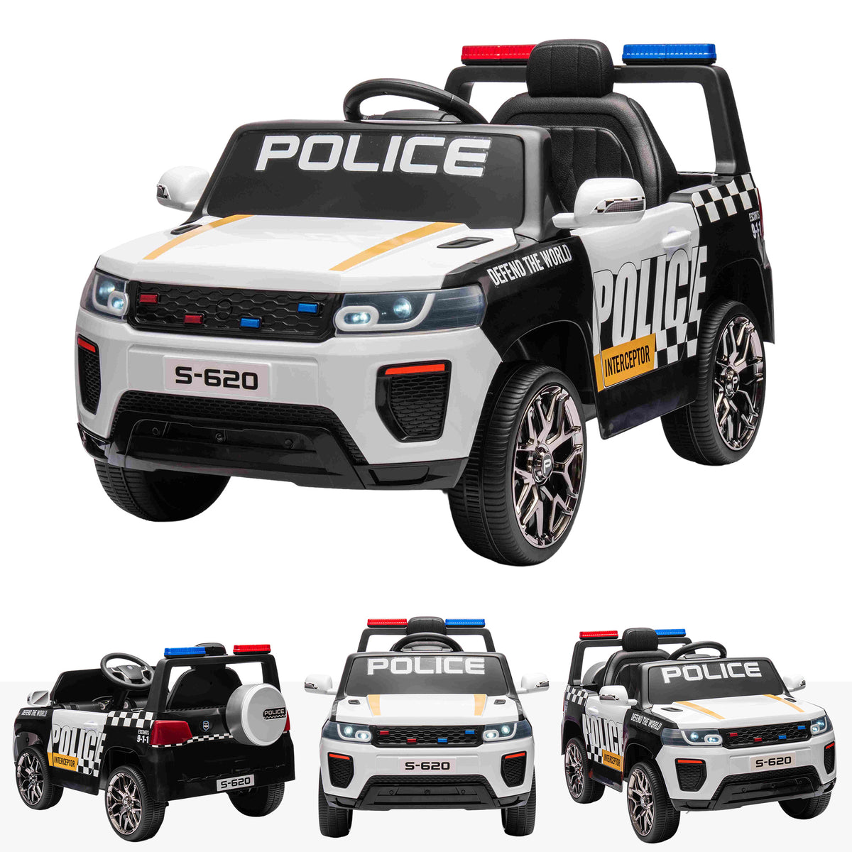 12V RiiRoo Kids Police 4x4 Battery Electric Ride-On Car