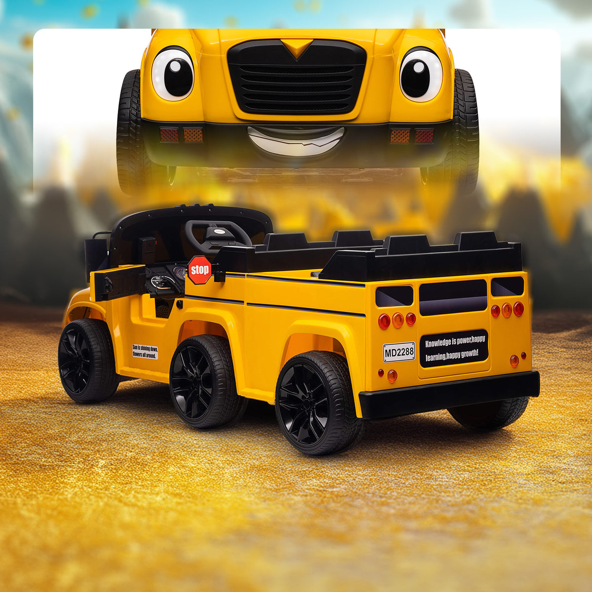 American Dream School Bus 24V Kids Ride-On Car with Remote & Bluetooth ...