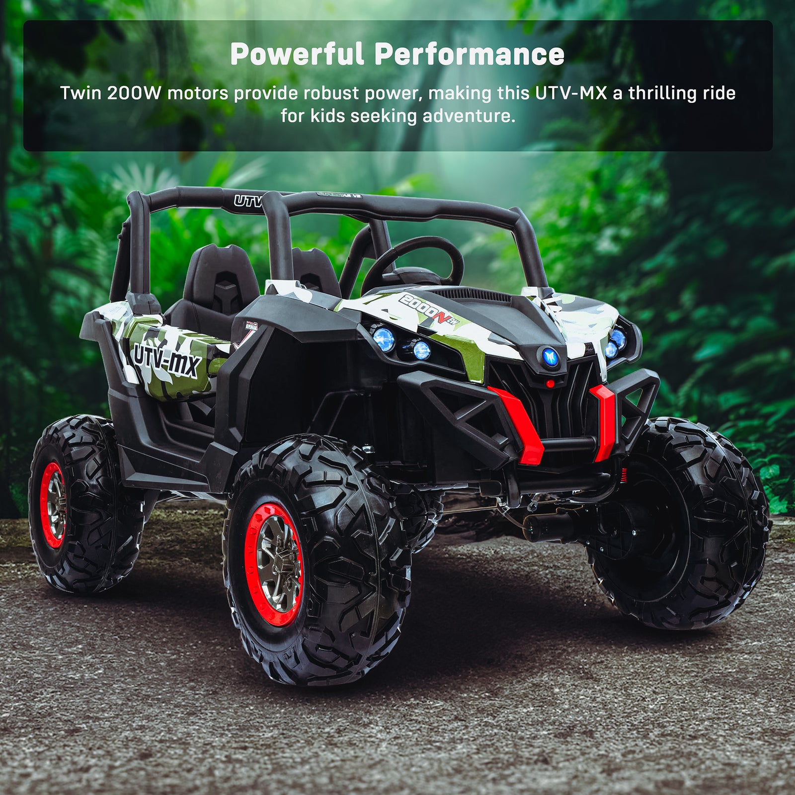 RiiRoo MaxPow 24V Battery Electric UTV-MX Ride On Car Buggy in Blue