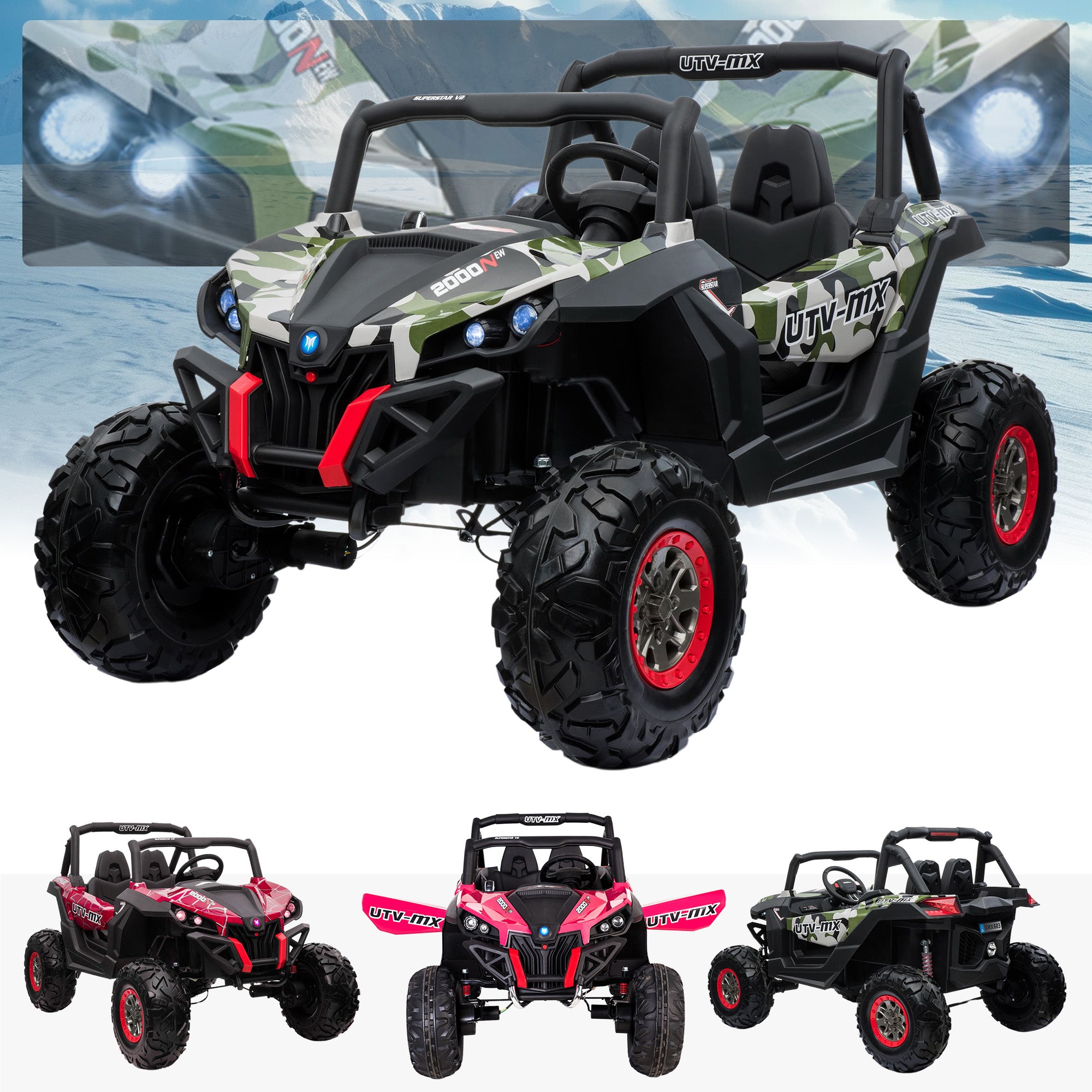 RiiRoo MaxPow 24V Battery Electric UTV-MX Ride On Car Buggy in Blue