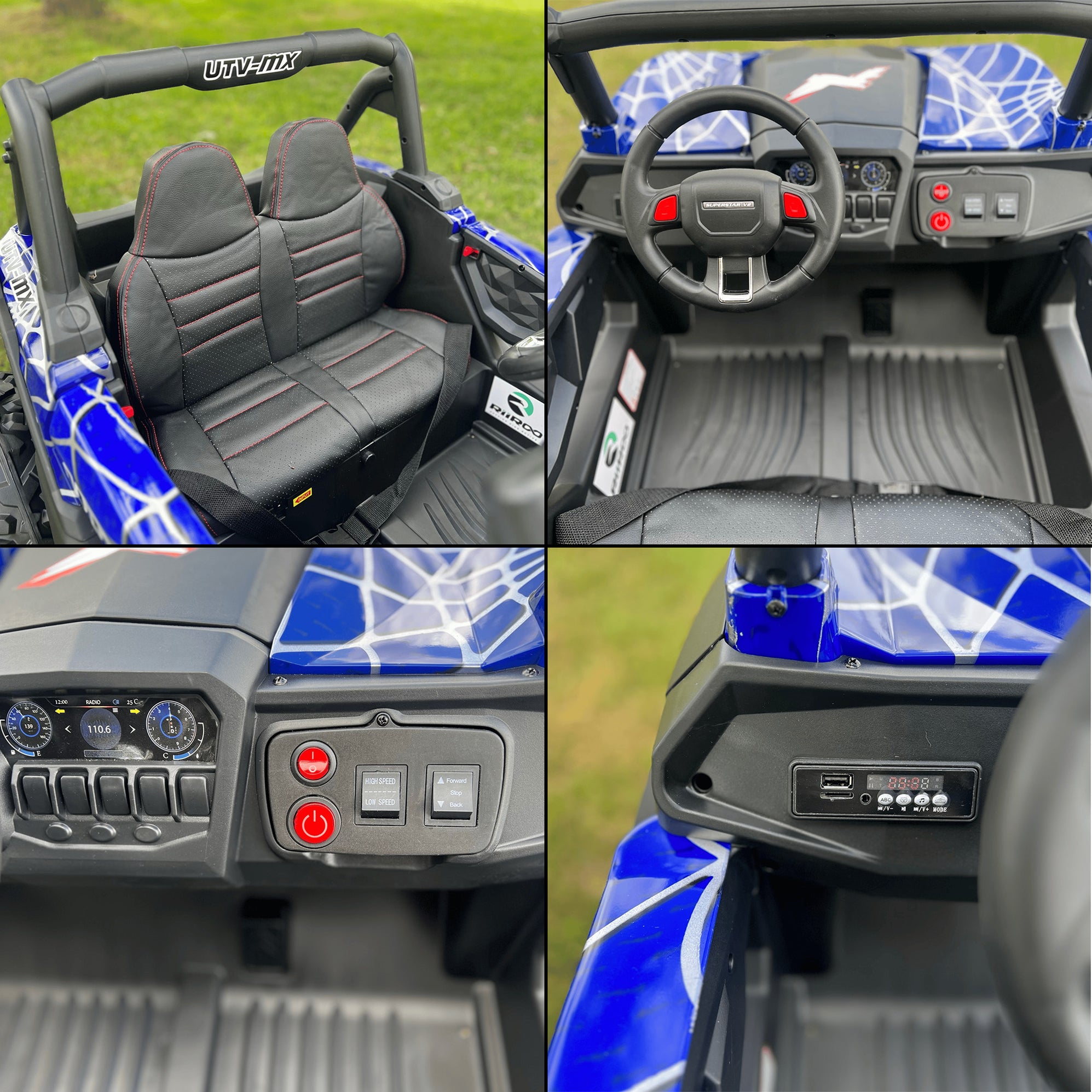 RiiRoo MaxPow 24V Battery Electric UTV-MX Ride On Car Buggy in Blue