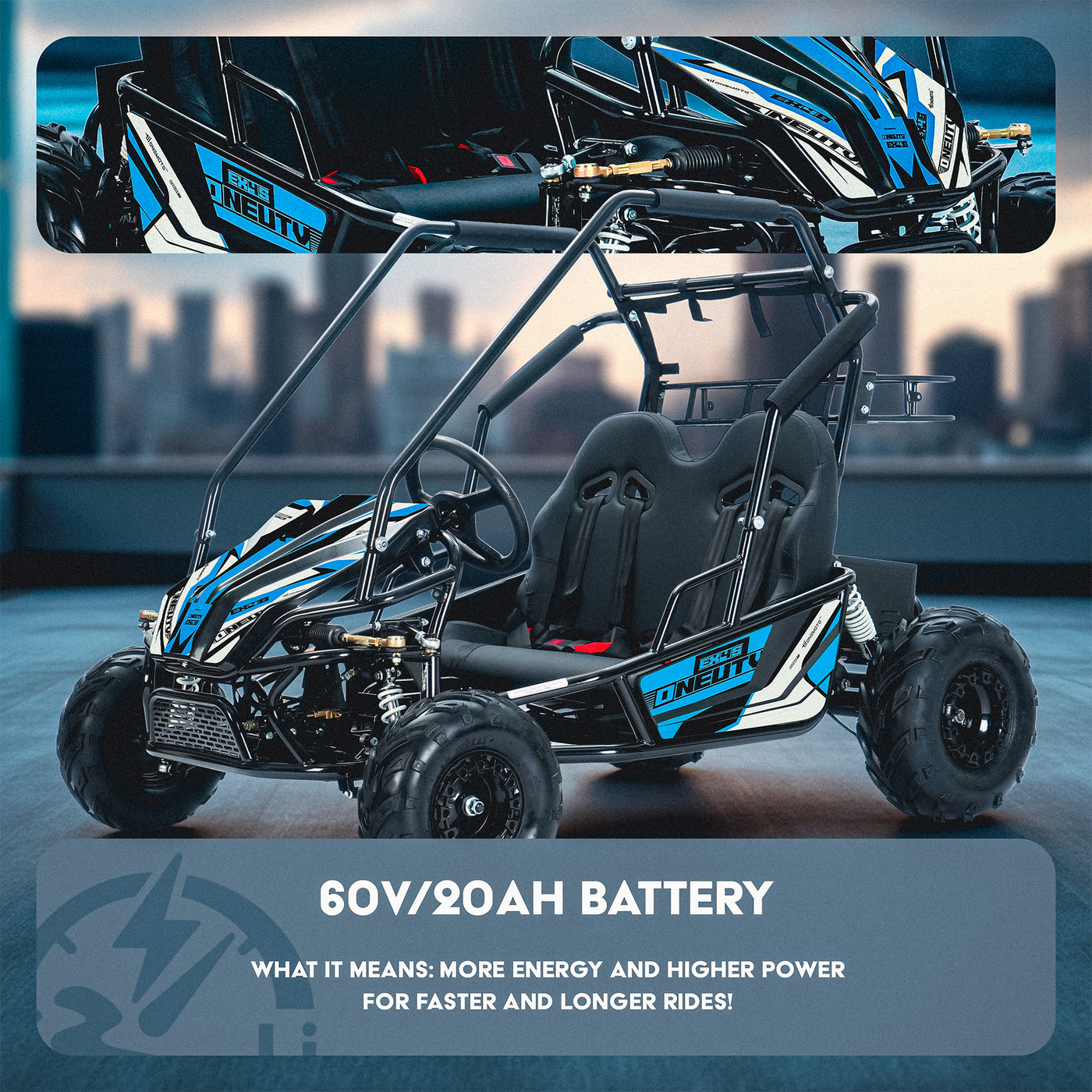 60V/20AH 2000W Electric 2-Seater Buggy UTV | OneMoto™ OneUTV™ EX4S – RiiRoo