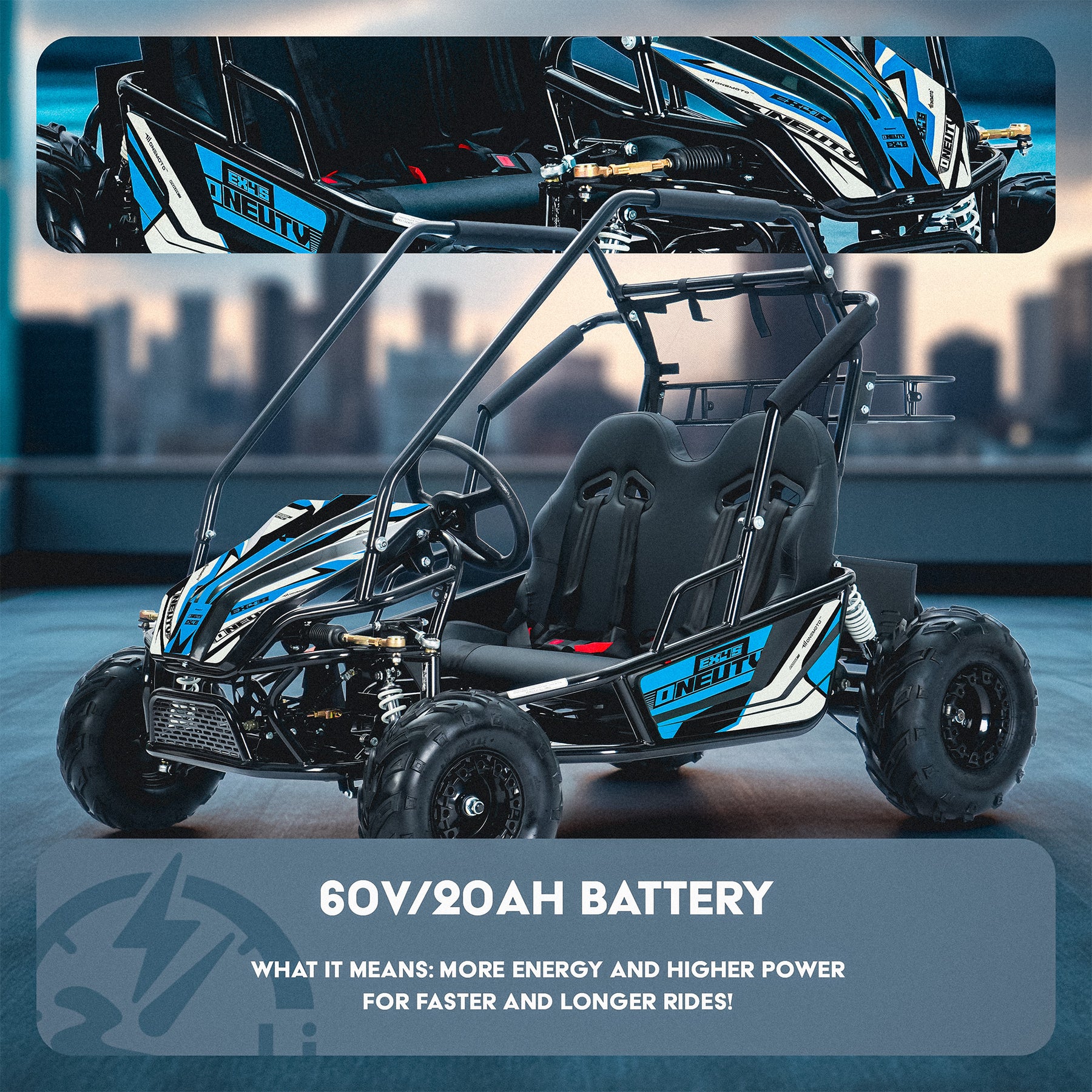 60V/20AH 2000W Electric 2-Seater Buggy UTV | OneMoto™ OneUTV™ EX4S – RiiRoo