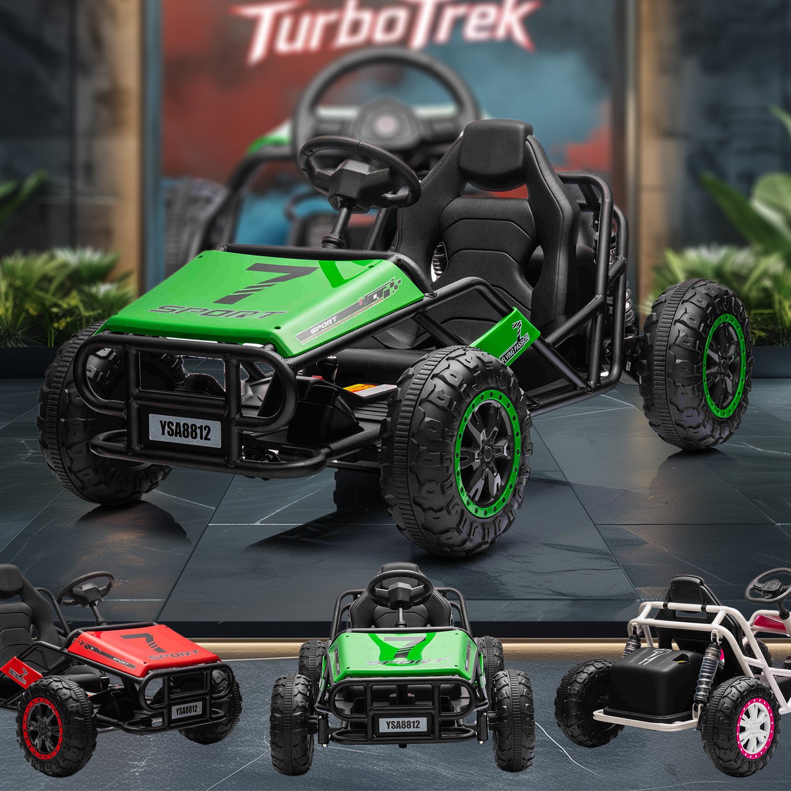 TurboTrek 24V Electric Racing Go Kart | Dual 200W Motors | Kids Ride-On ...