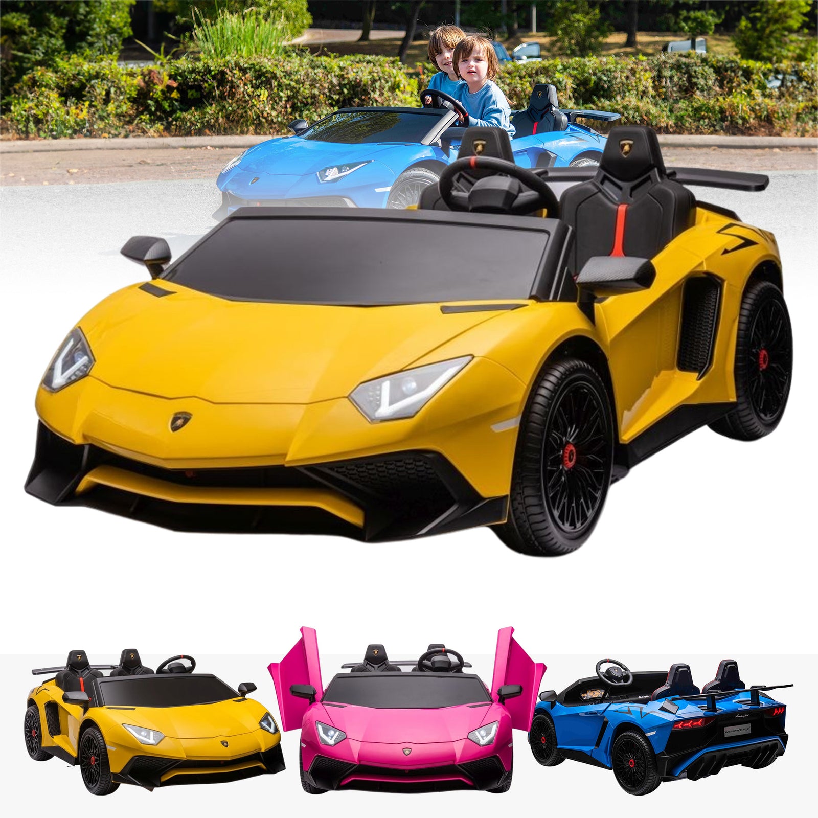 24V Two Seater Kids Lamborghini Luxury Battery Electric Ride On Car ...