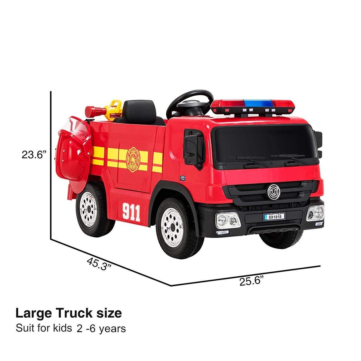 RiiRoo 12V Battery Electric Fire Engine With Remote Control