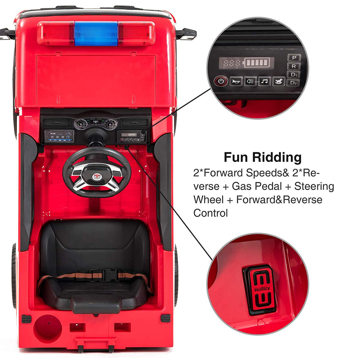 RiiRoo 12V Battery Electric Fire Engine With Remote Control