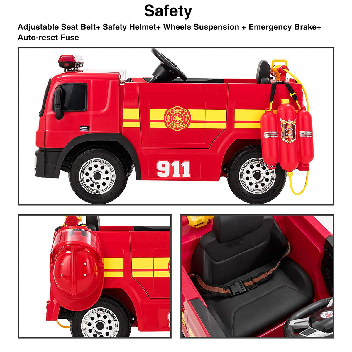 RiiRoo 12V Battery Electric Fire Engine With Remote Control