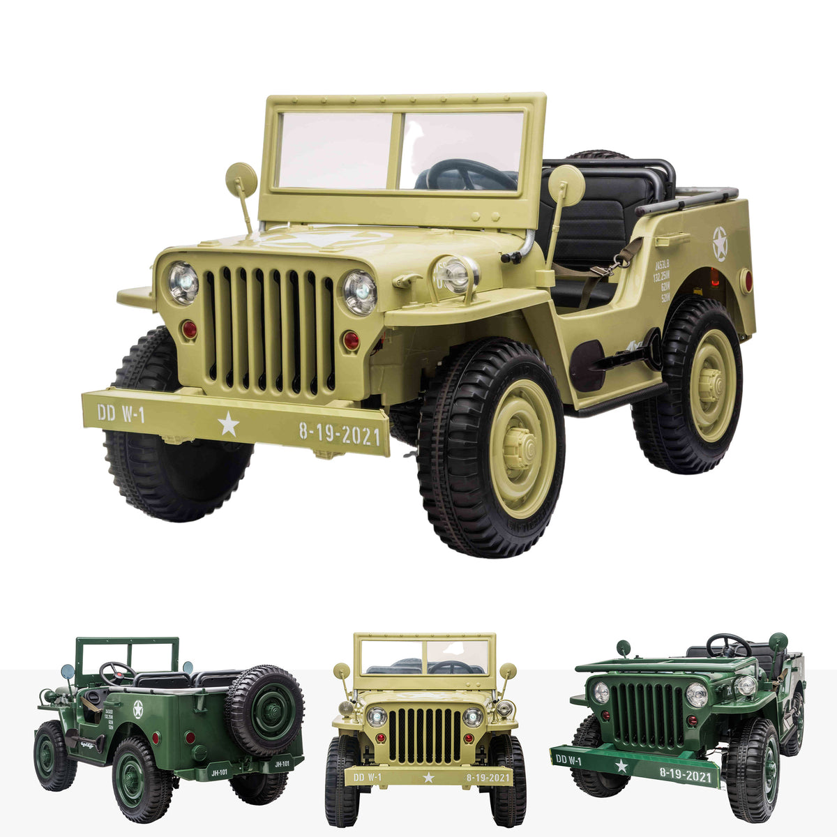 Kids RiiRoo 24V 4WD Off-Road Army Jeep