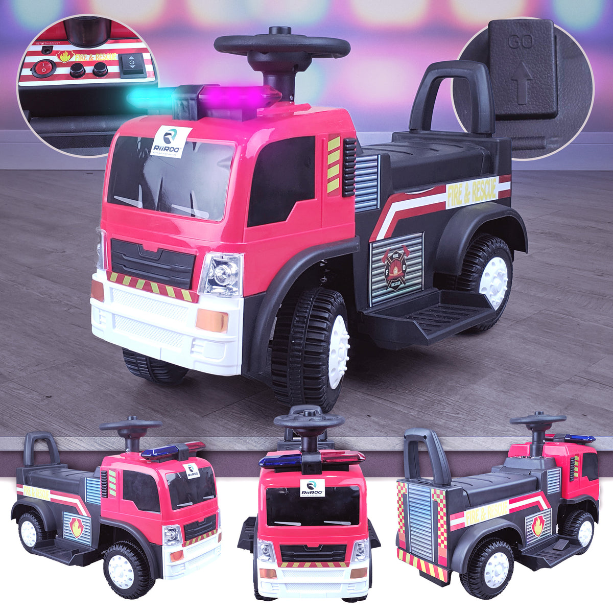 RiiRoo 6V Ride On Fire Engine & Rescue Truck