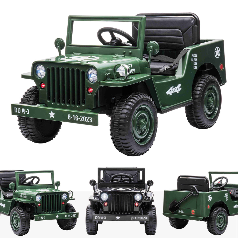 Kids RiiRoo 12V 4WD Off-Road Army Jeep - Mini